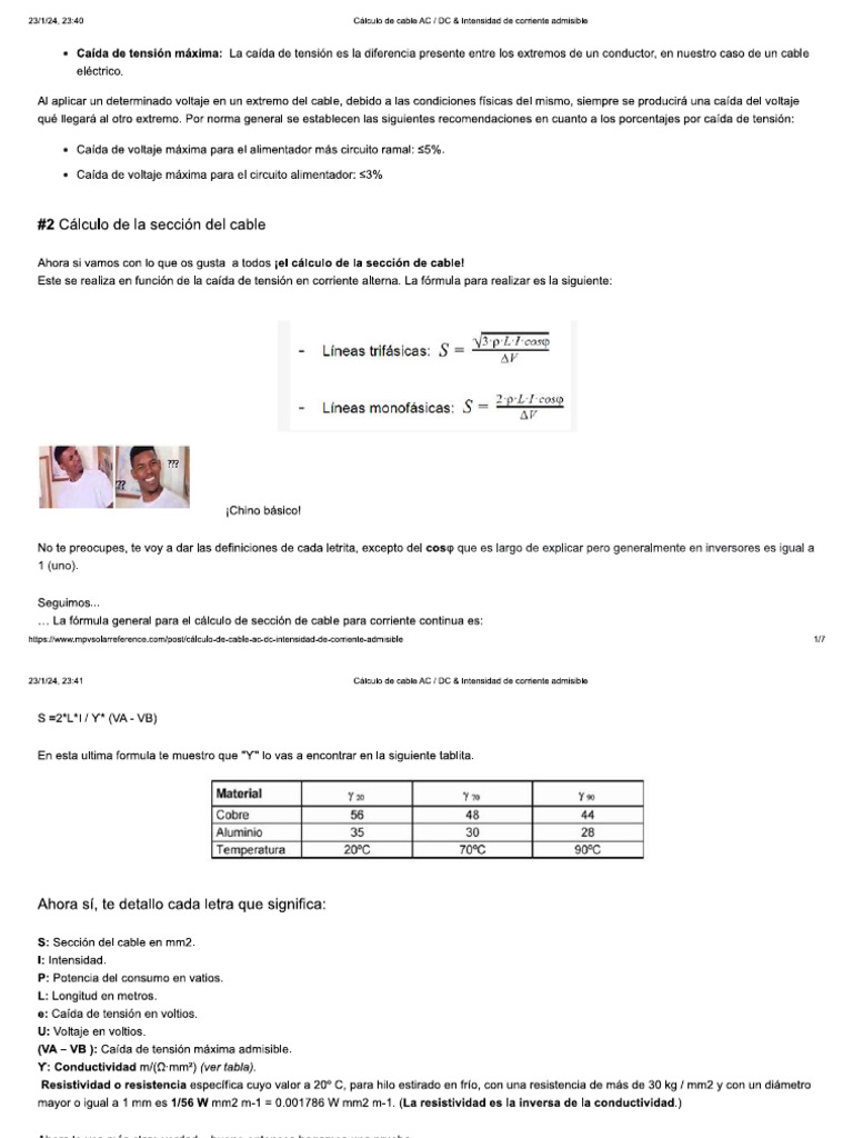 Cálculo de Cable AC - DC & Intensidad de Corriente Admisible | PDF