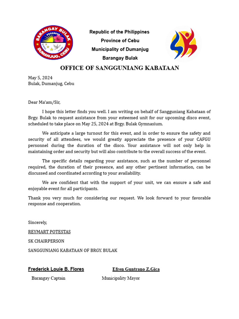 Cafgu Request Letter | PDF