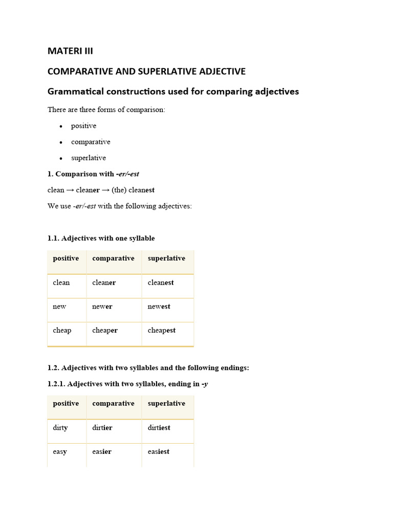 Comparative and Superlative Adjective | PDF | Adjective | Syntax