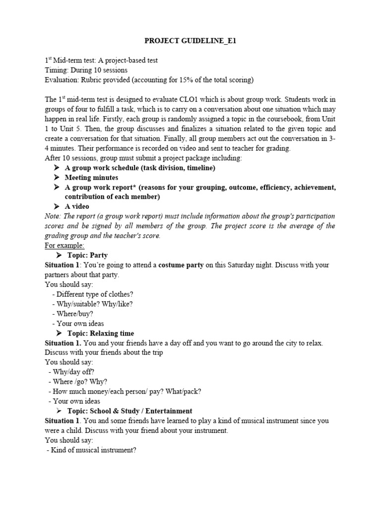 E1-Project Guideline | PDF | Learning | Behavior Modification