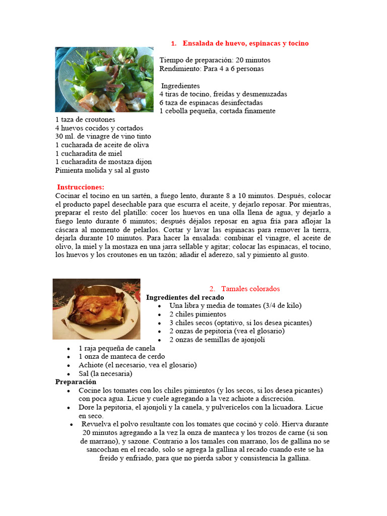 10 recetas de comida en 5 hojas 2024 | PDF | Cilantro | Cocinando