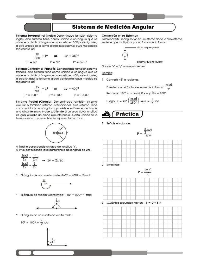 T2 - Sistemas de Medición Angular | PDF | Ángulo | Matemáticas