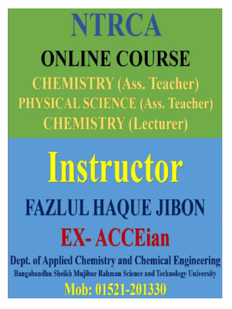 NTRCA Demonstrator New Syllabus | PDF | Chemical Bond | Chemistry