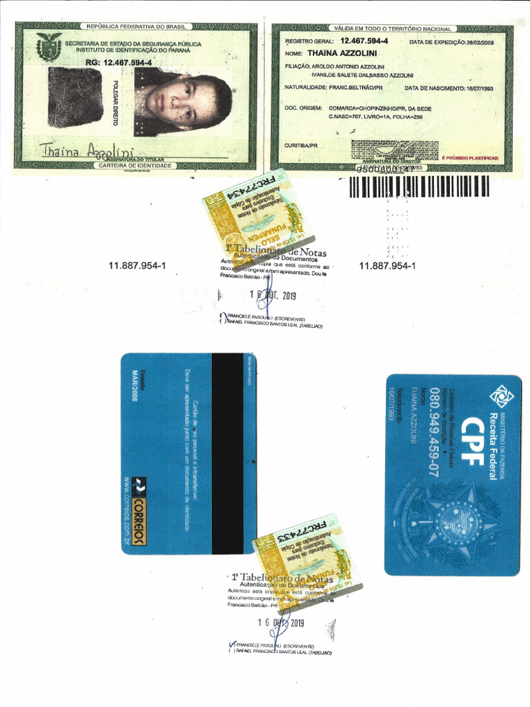 RG e CPF Thaina | PDF