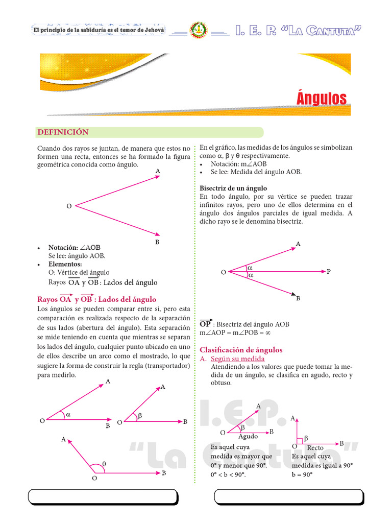 Definición y Clasificación de Ángulos | PDF | Ángulo | Geometría