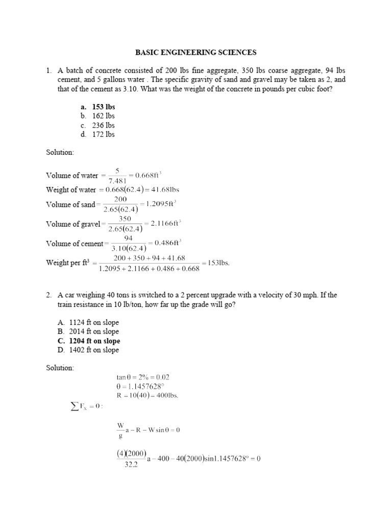 Basic Science Problems | PDF | Force | Pressure