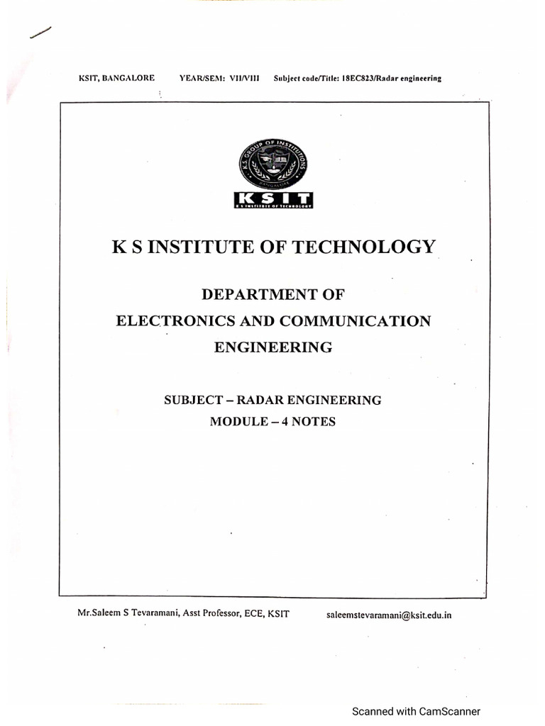 Radar Engineering - Module 4-Scanned | PDF