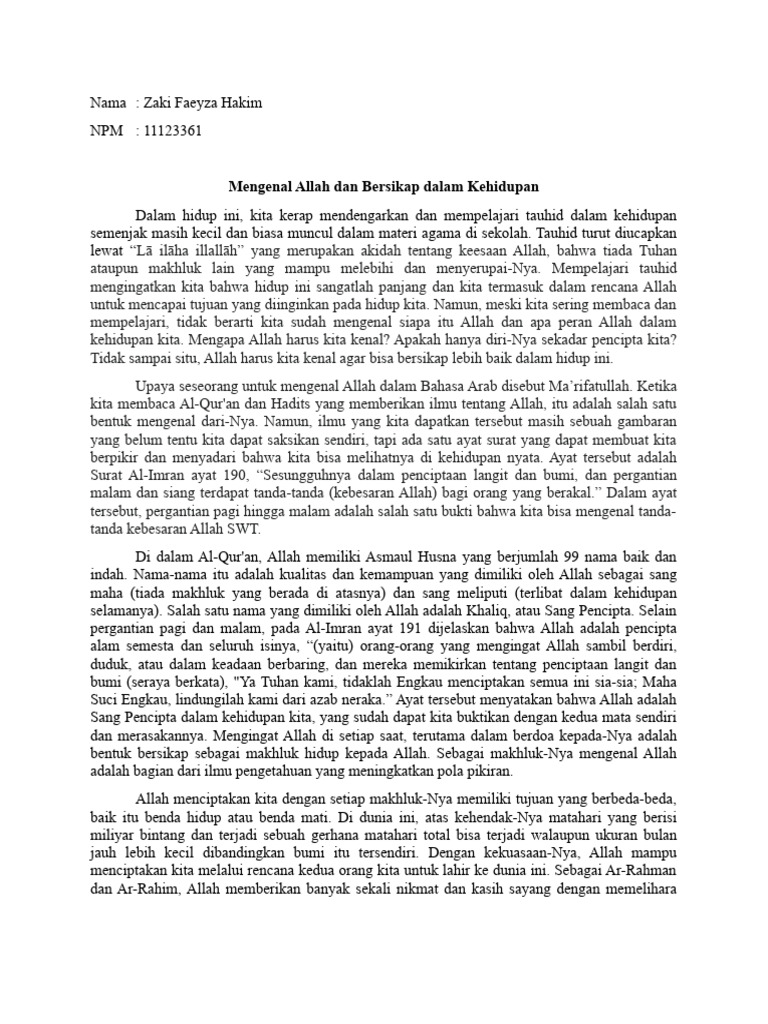 Review M5 Agama - Zaki Faeyza Hakim | PDF | Filsafat | Pengembangan Diri