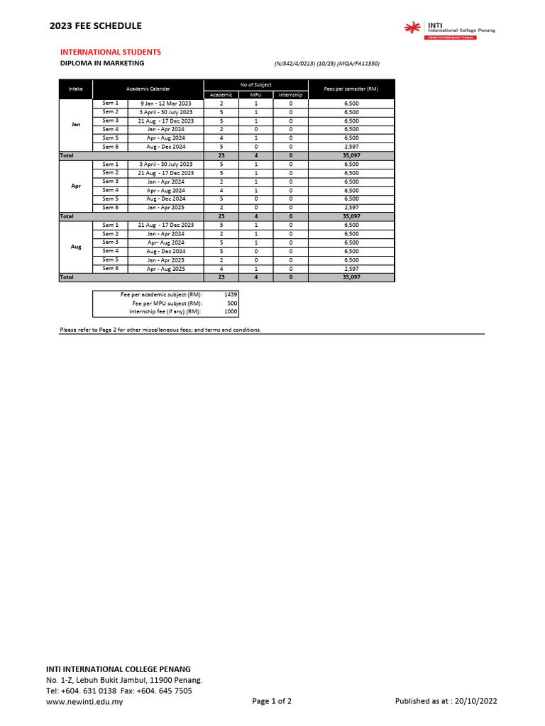 IICP 2023fee Int DipMarketing-merged | PDF | Payments | Cheque