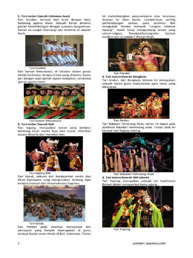 Jenis Tarian Indonesia | PDF