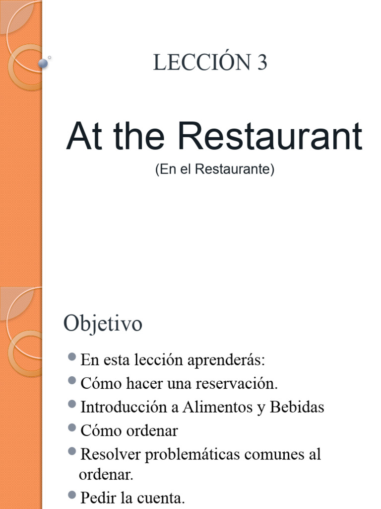Lesson 6 - at The Restaurant | PDF | Alimentos | Cocina