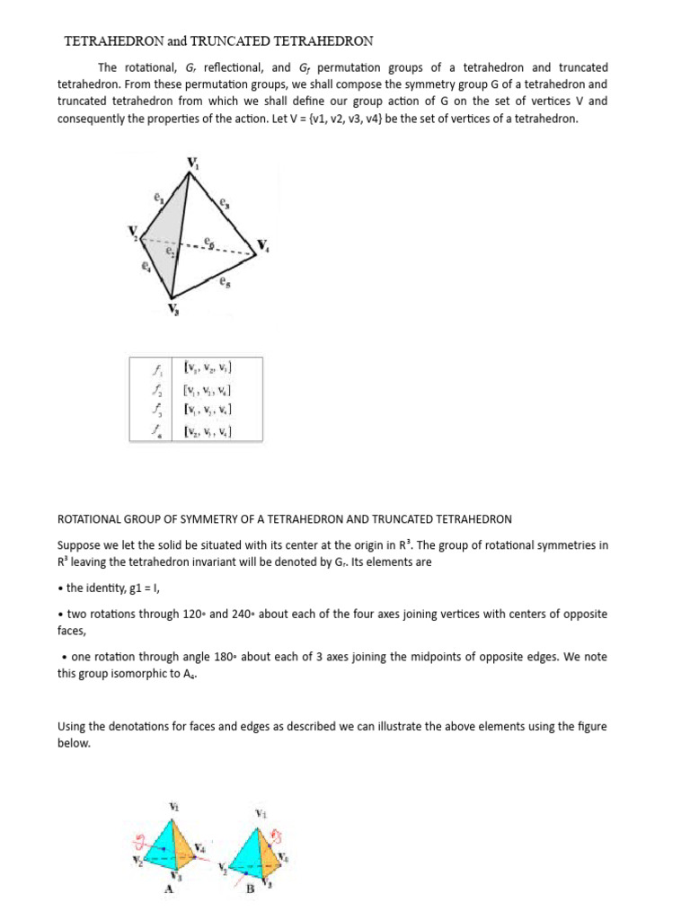 Symmetry Groups of Tetrahedron and Cube | PDF | Tetrahedron | Rotation