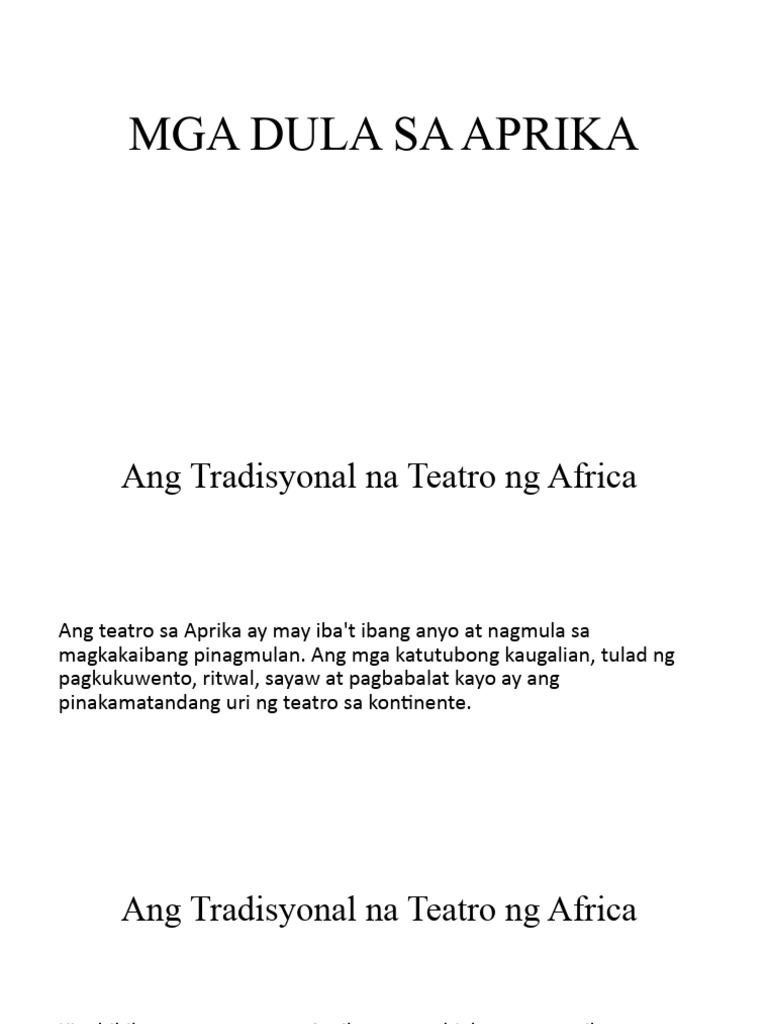 Mga Dula Sa Aprika | PDF