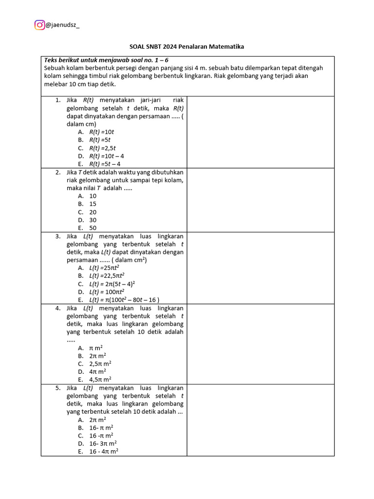 Rekap SOAL SNBT 2024 Penalaran Matematika | PDF | Metode & Bahan Ajar