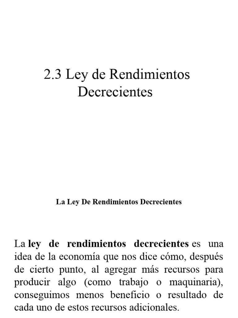 Ley De Rendimientos Decrecientes Pdf Business Granjas