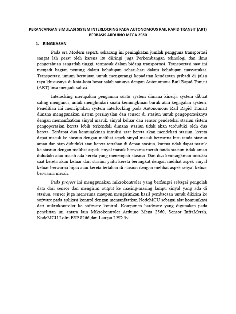 Perancangan Simulasi Sistem Interlocking Pada Autonomous Rail Rapid ...