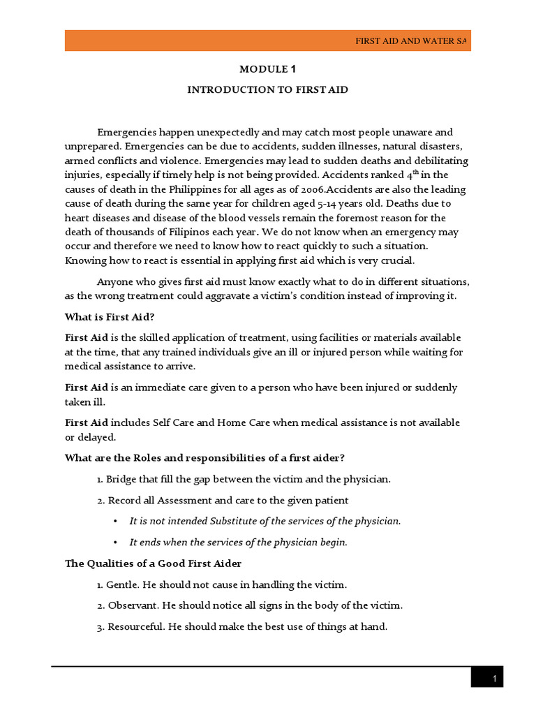 MODULE 1 Pe | Download Free PDF | First Aid | Emergency