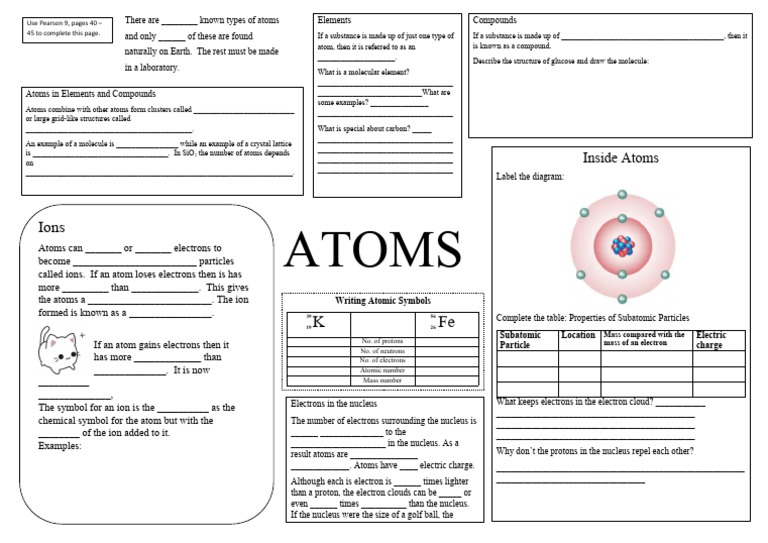 Atoms Pearson 9 Notes | PDF | Atoms | Ion
