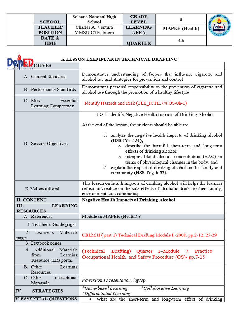 Grade 8 Health Lesson: Alcohol Impacts | PDF | Alcoholism | Alcohol ...