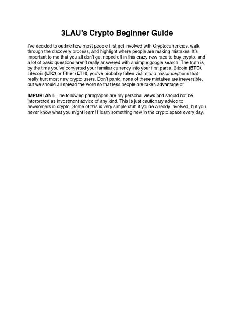 3LAU's Crypto Beginner Guide | PDF | Cryptocurrency | Bitcoin