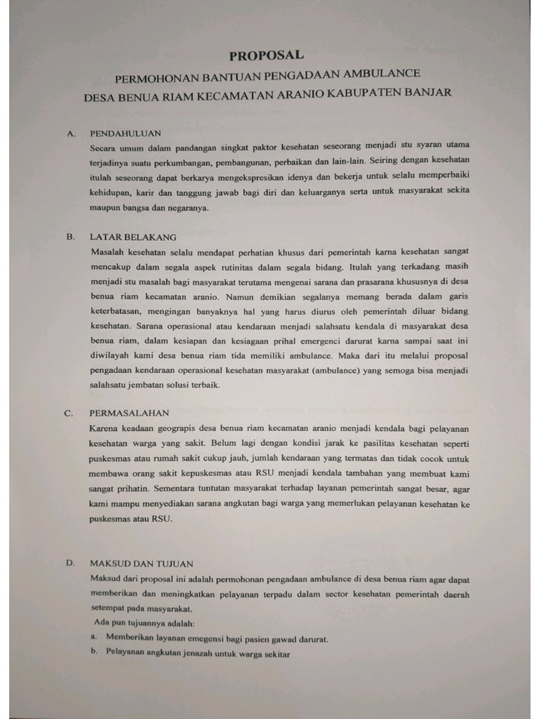 Proposal Ambulance | PDF