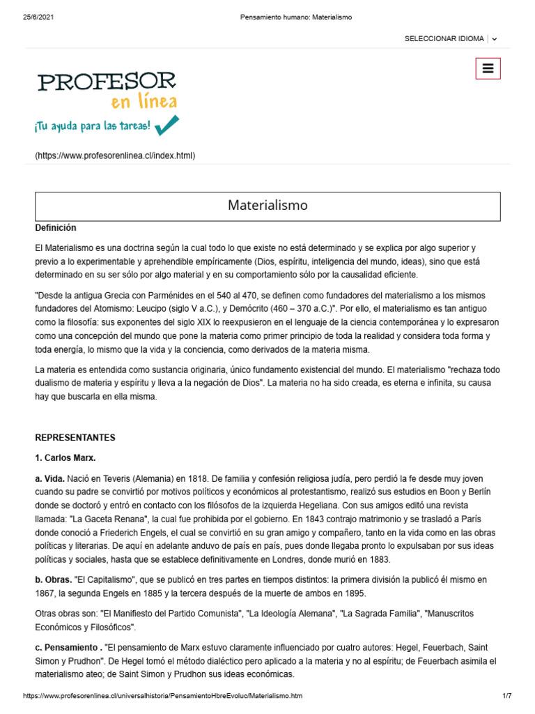 Historia y Filosofía del Materialismo | PDF | Materialismo | Karl Marx