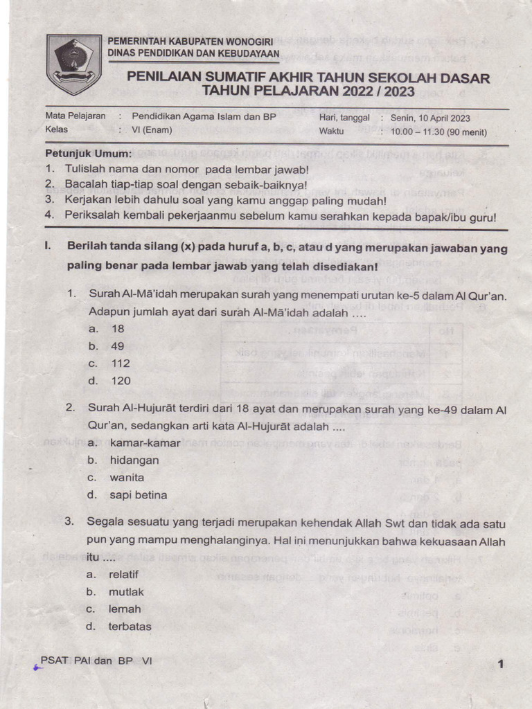 Pat - KLS.6 - TP 2022-2023 - Pai BP | PDF