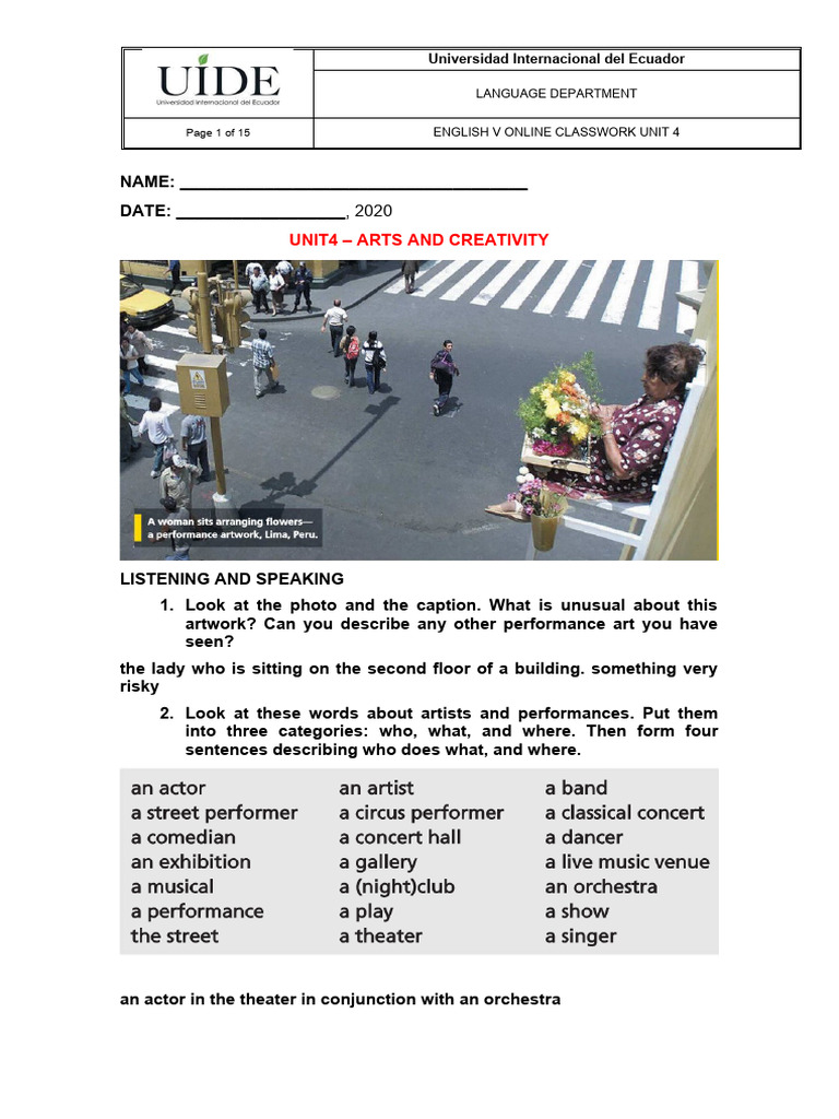 unit 4 - Art and Creativity | PDF