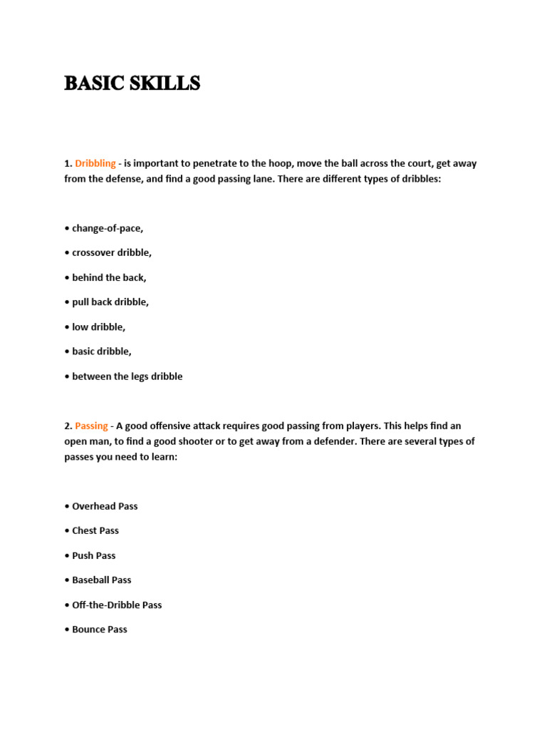Essential Basketball Skills Guide | PDF | Career & Growth | Self ...