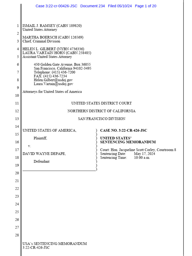 Gov Uscourts Cand 403618 234 0 | PDF | United States Federal Sentencing ...