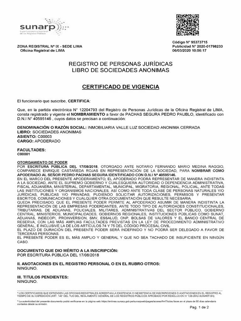 Vig. Pedro Pachas - Inmob. Valle Luz | PDF