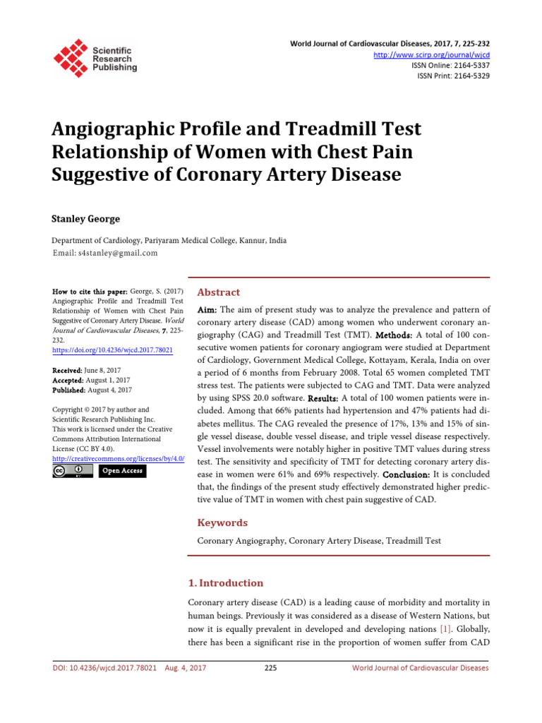 Angiographic Profile and Treadmill Test Relationsh | PDF | Myocardial ...
