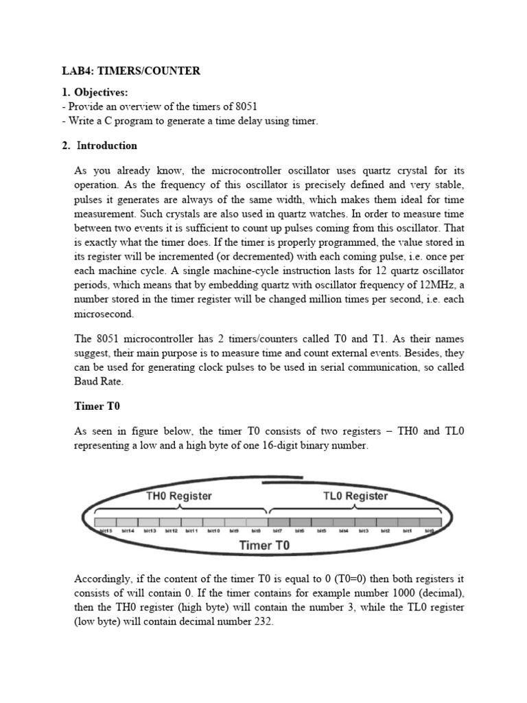 Lab4 Timer Counter 8051 2023 | PDF | Computer Architecture | Computer Engineering