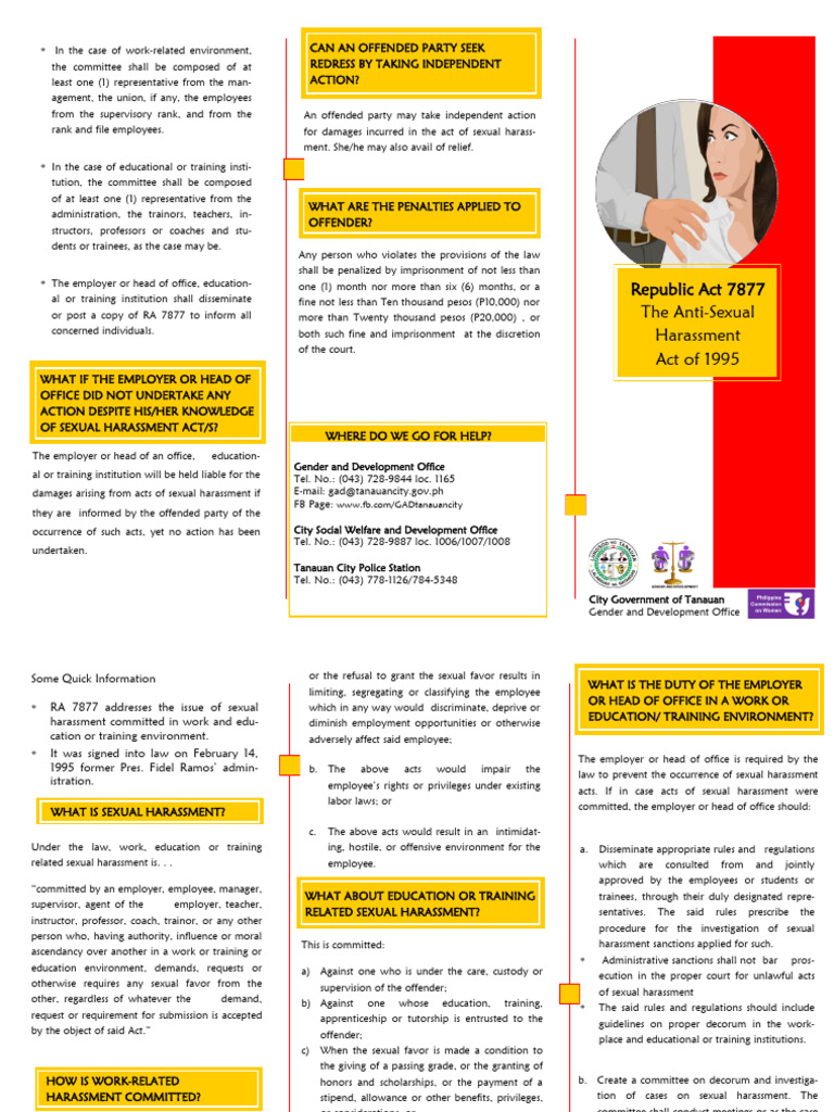 Phillipines- Republic Act-7877 (The Anti-Sexual Harassment Act of 1995 ...