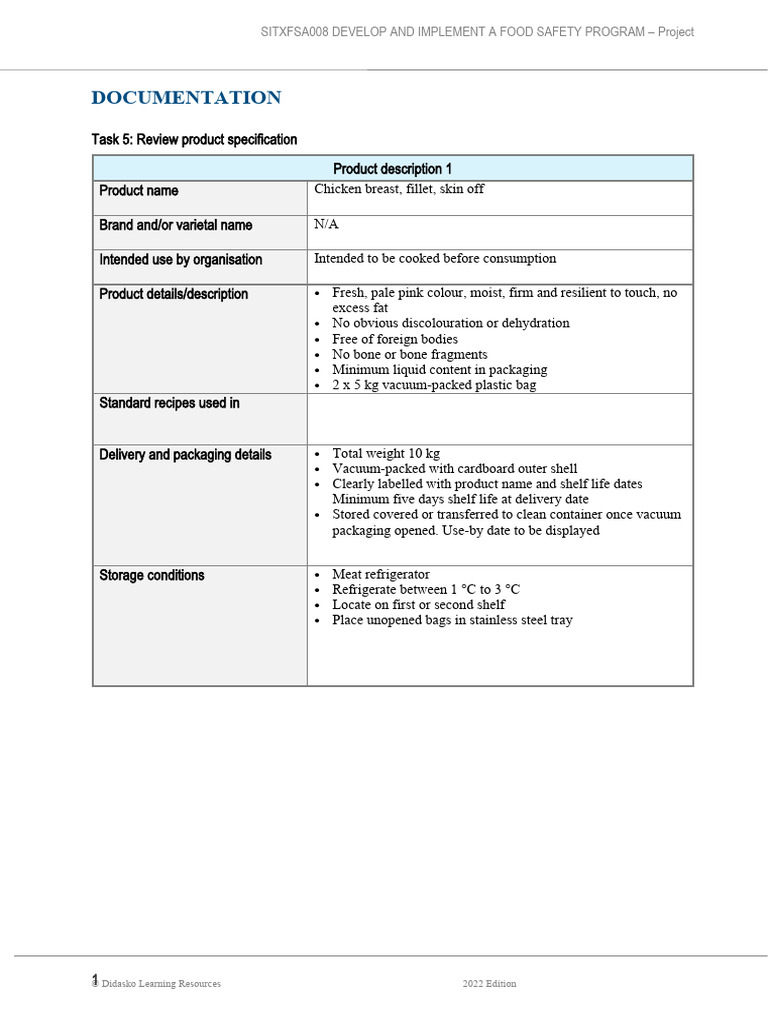 SITXFSA008 - Assessment C - FSP Documentation - Task 5 | PDF ... SITXFSA008 - Assessment C - FSP Documentation - Task 5 | PDF ...