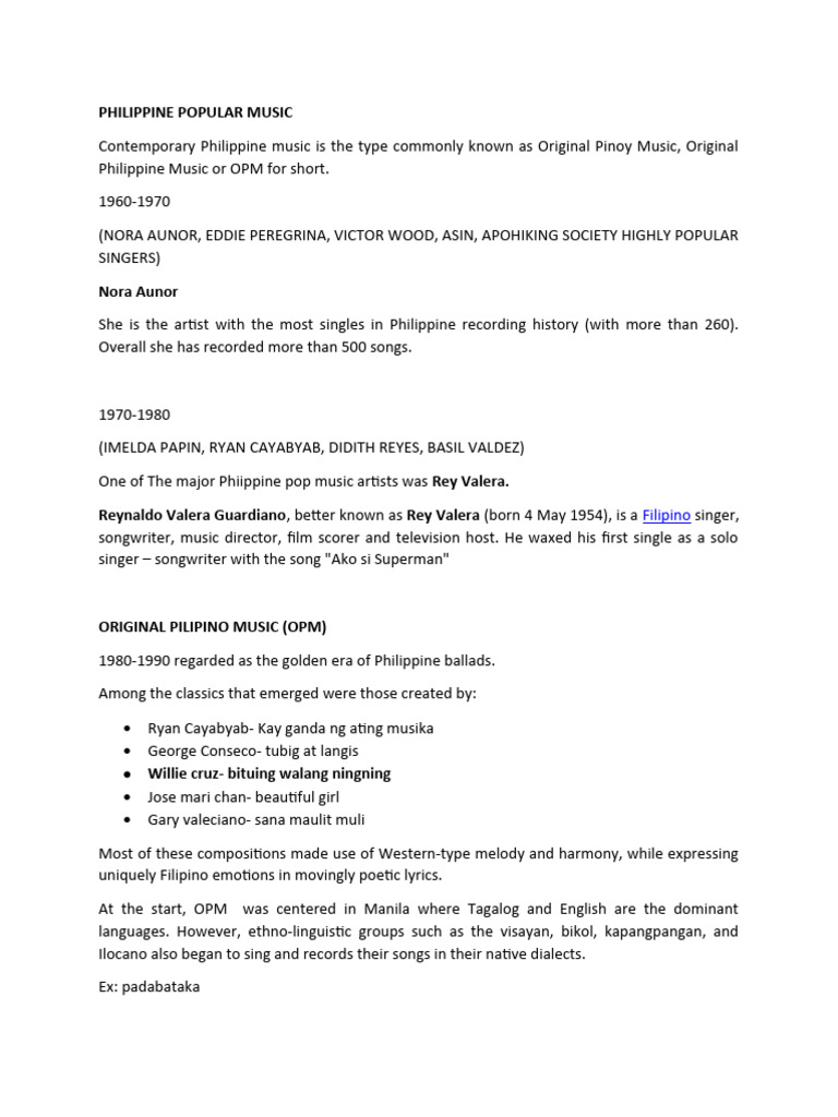 Philippine Popular Music | PDF