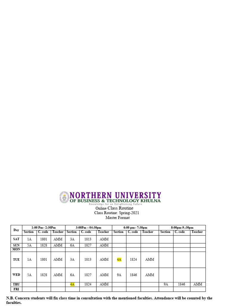 Spring 2021 Class Schedule | PDF