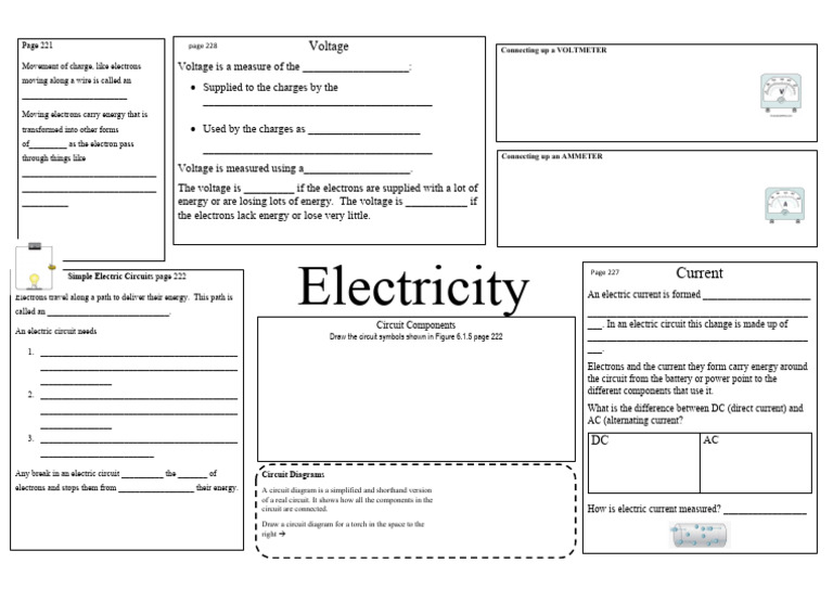 Electricity Pearson 9 Notesheet | PDF | Voltage | Electrical Network
