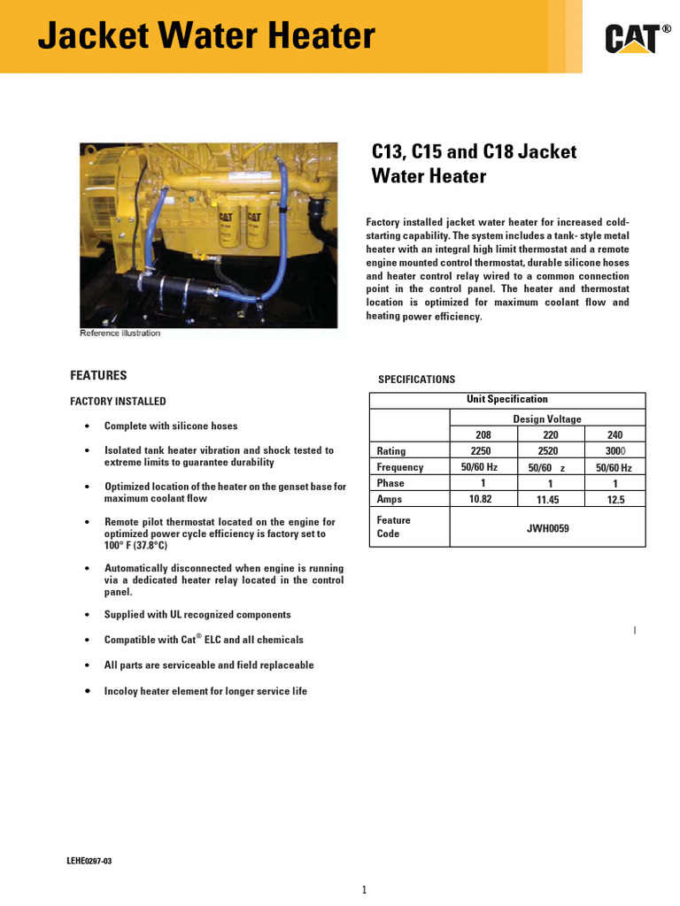 CAT Jacket Water Heater | PDF | Thermostat | Relay