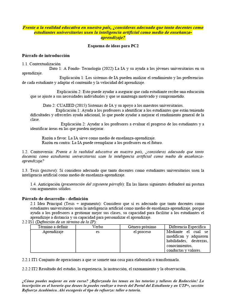 S14 -Esquema de producción para PC2.. | PDF | Inteligencia artificial | Inteligencia (IA) y ...