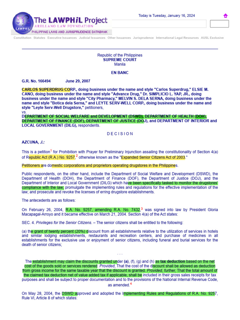 14 Carlos Superdrug v. DSWD | PDF | Taxes | Tax Deduction