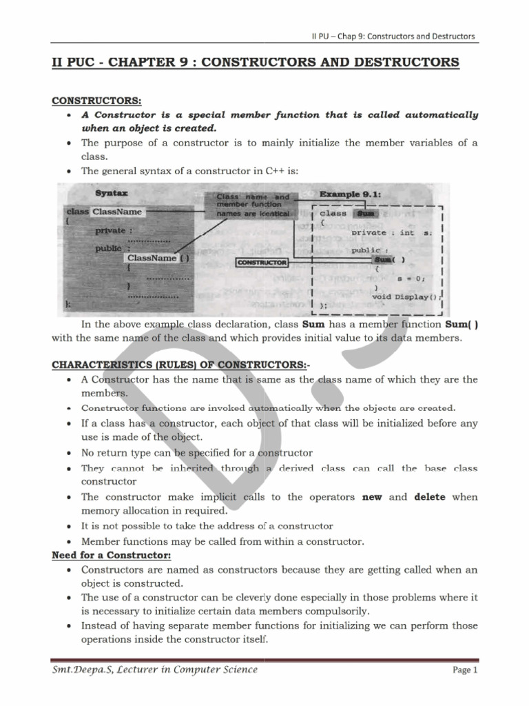 Constructers and Destructers | PDF