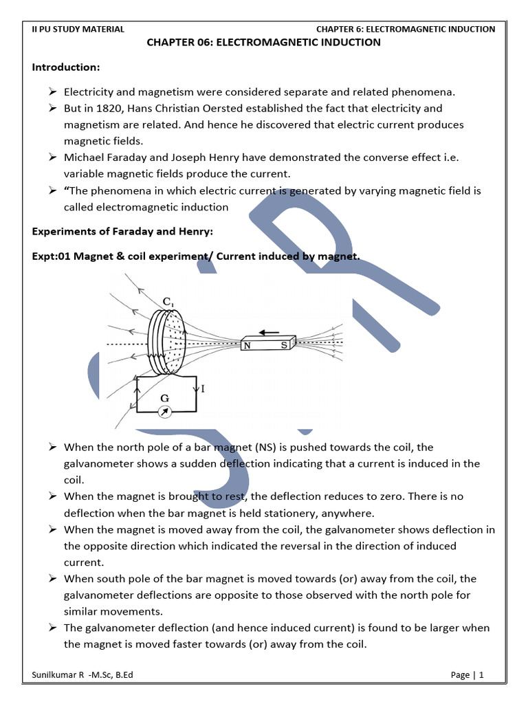 Chapter 06 Electromagnetic Induction | PDF | Electromagnetic Induction | Inductor