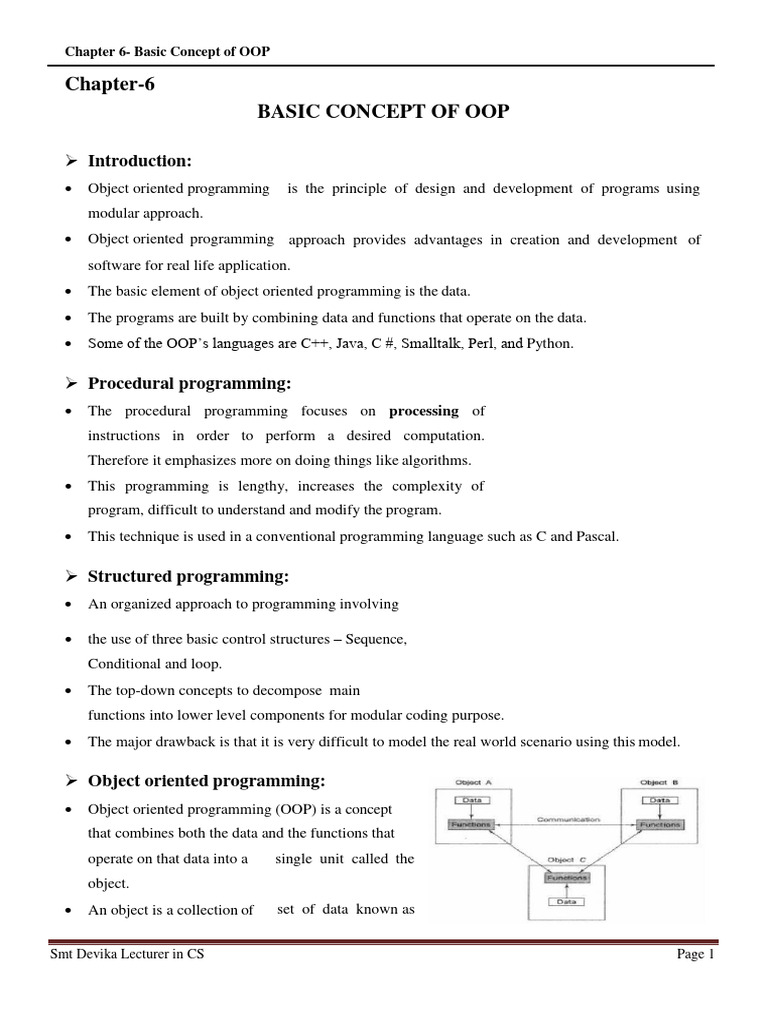 Basic Concept Of Oops Download Free Pdf Object Oriented Programming Class Computer