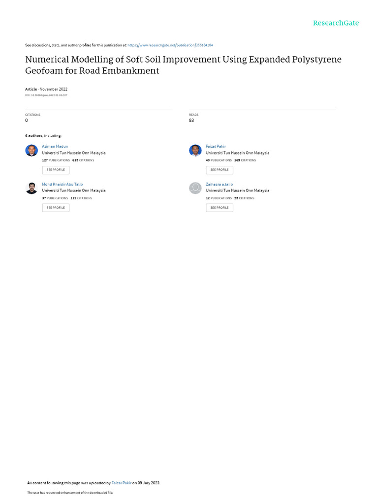 Numerical Modellingof Soft Soil Improvement Using Expanded Polystyrene ...