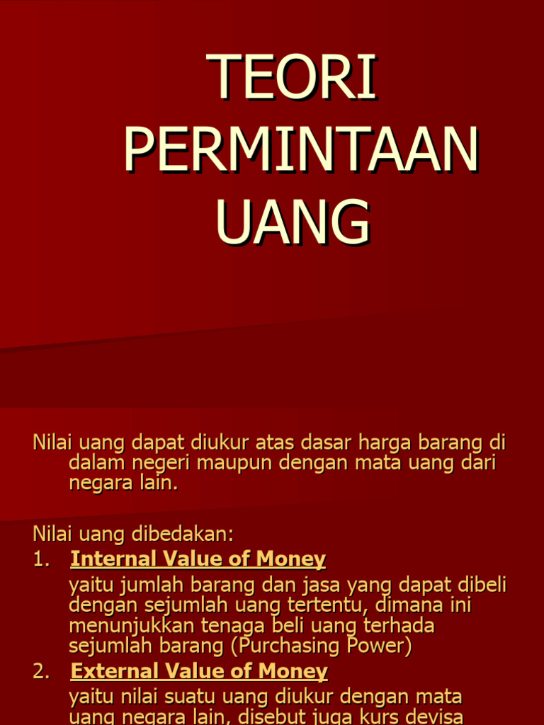 Slide-5 Teori Permintaan Uang | PDF