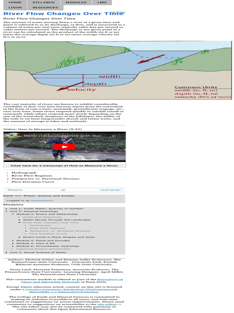 River Flow Changes Over Time EARTH 111 Water Science and Society | Download Free PDF | Discharge ...