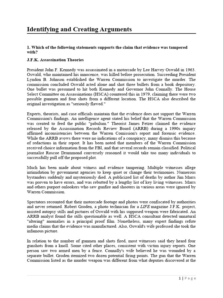 GED TEST Identifying and Creating Arguments | PDF | Loch Ness Monster ...