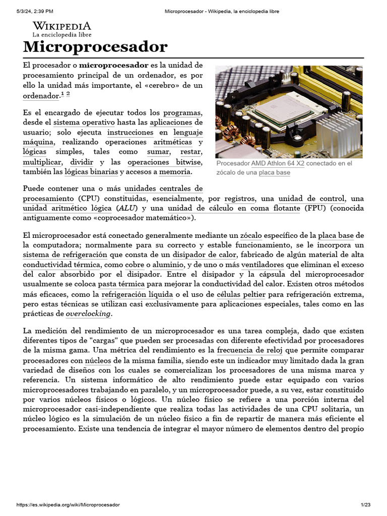 Microprocesador - Wikipedia, La Enciclopedia Libre | PDF ...