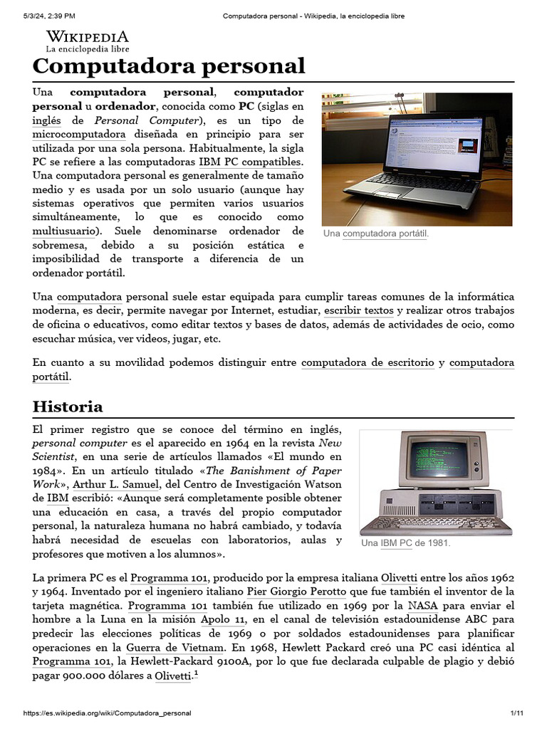 Computadora Personal - Wikipedia, La Enciclopedia Libre | Descargar ...
